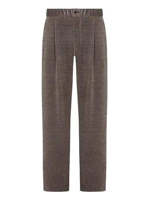 Giorgio Armani Single-pleat Trousers In Cotton Jersey - Natural