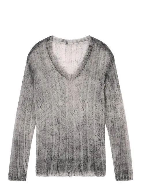 Giorgio Armani V-neck Jumper In Virgin Wool - Natural