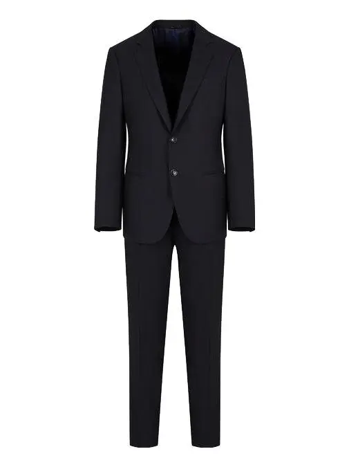 Giorgio Armani Manhattan Line Virgin-wool Single-breasted Suit - Blue