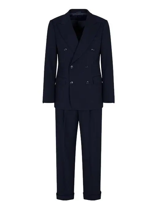 Giorgio Armani Royal Line Double-breasted Suit In Canneté Wool Crêpe - Navy