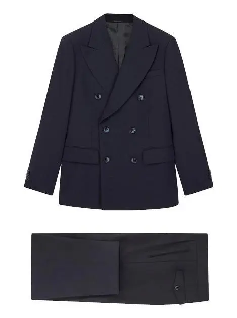 Giorgio Armani Royal Line Double-breasted Suit In Canneté Wool Crêpe - Navy