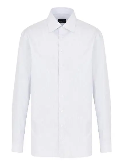 Giorgio Armani Regular-fit Shirt In Luxury Cotton With A Micro-pattern - White