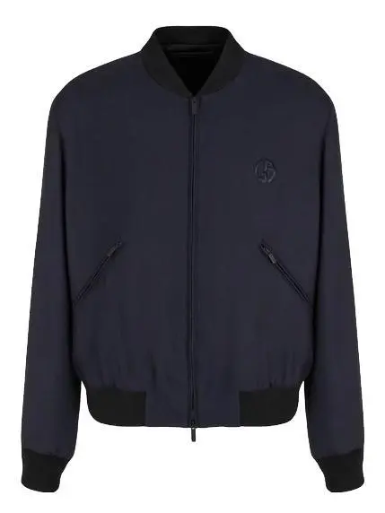 Giorgio Armani Cashmere And Silk Canvas Blouson - Navy