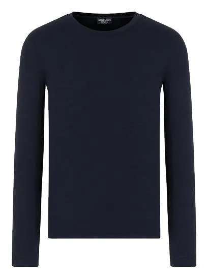 Giorgio Armani Icon Cashmere Interlock Crew-neck Jumper - Navy