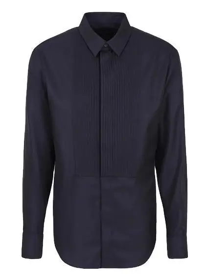 Giorgio Armani Pleated Cotton Shirt - Black