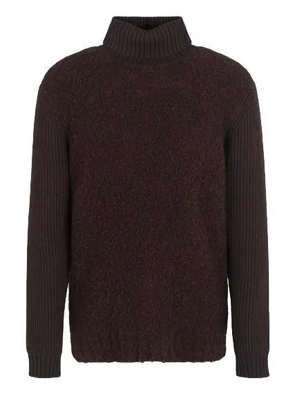 Giorgio Armani Bouclé Cashmere, Wool, And Silk Mock-neck Jumper - Natural