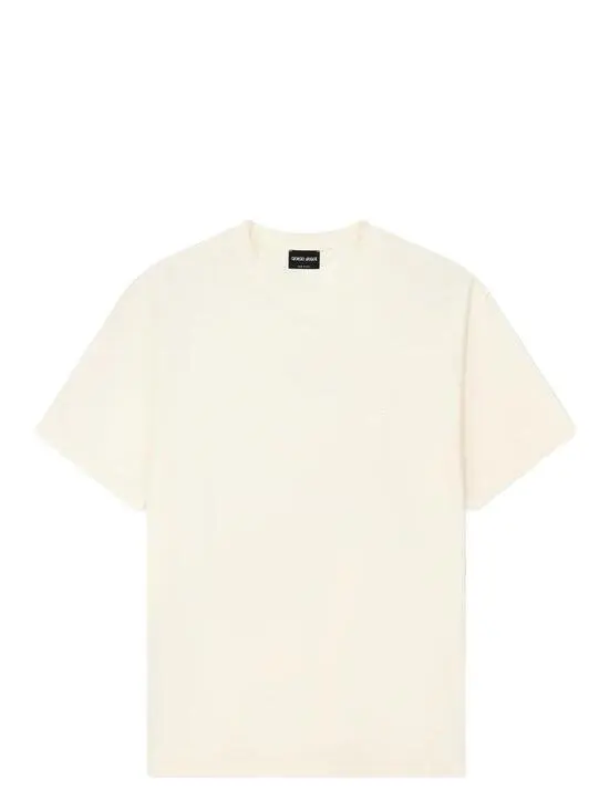 Giorgio Armani Cashmere And Cotton Interlock Crew-neck T-shirt - White