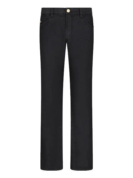 Giorgio Armani Stretch Cotton And Silk Five-pocket Trousers - Black
