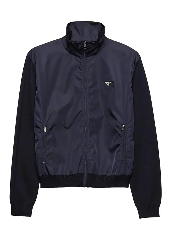 Prada Mix Media Full-zip Jacket - Bleu
