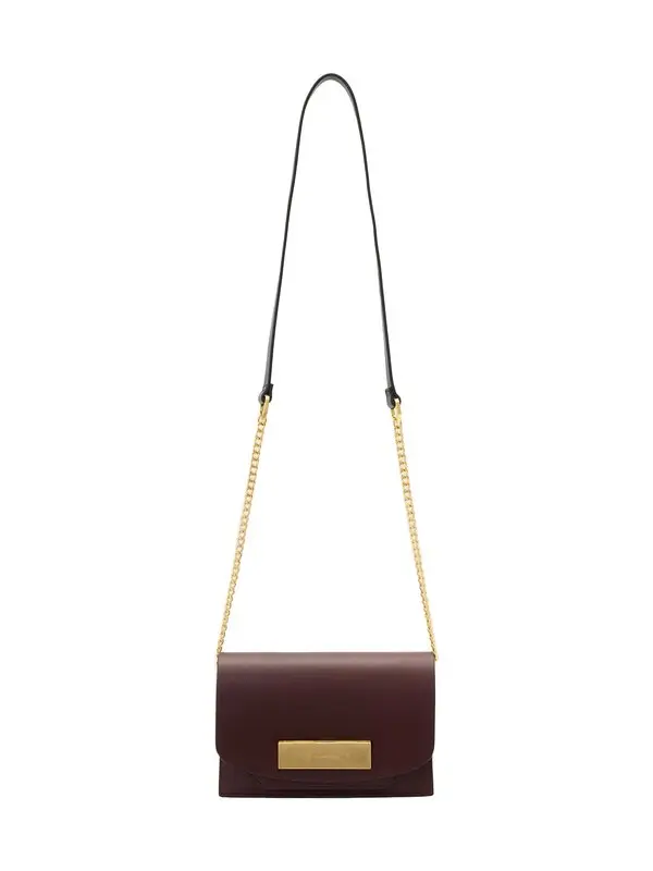 ALLSAINTS Etta Leather Clutch - Dark Red