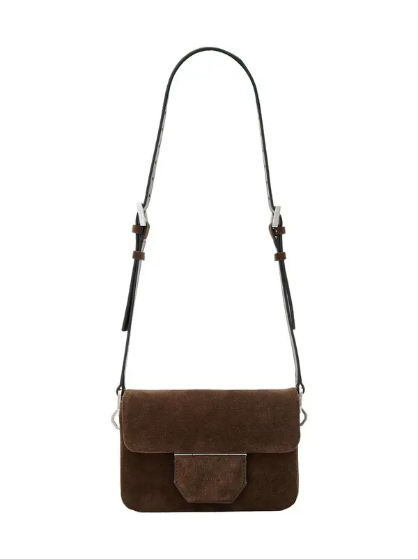 ALLSAINTS Jupiter Suede Crossbody Bag - Fango Brown