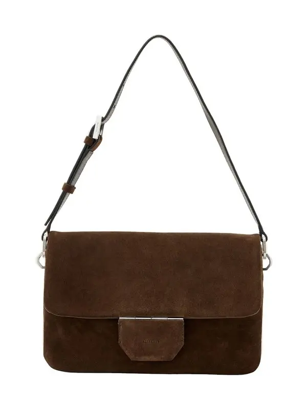 ALLSAINTS Ondine Suede Shoulder Bag - Fango Brown
