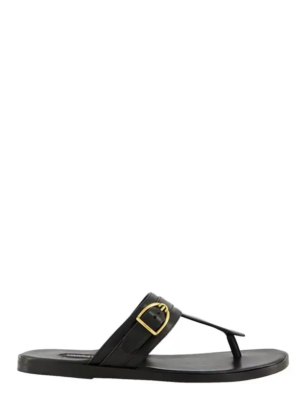 TOM FORD Brighton Buckle Leather Sandals - Black