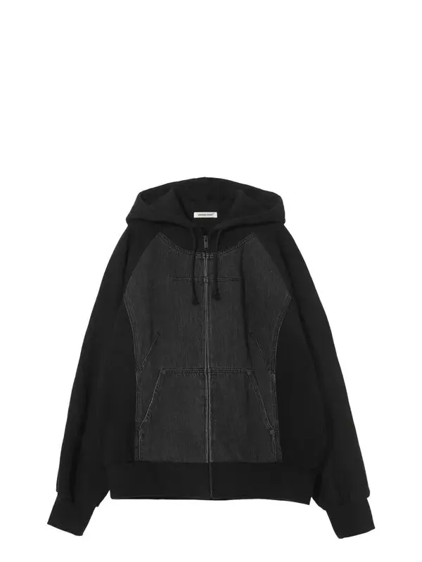 UNDERCOVERISM Denim-panel Zip-up Hoodie - Black