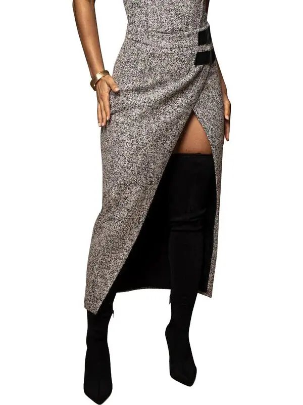 JLUXLABEL Giselle Tweed Skirt - Gray