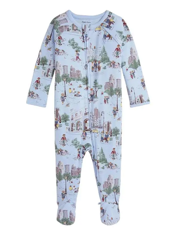 Ralph Lauren Bear Print Cotton Footie - Nyc School Baby Boy Bear