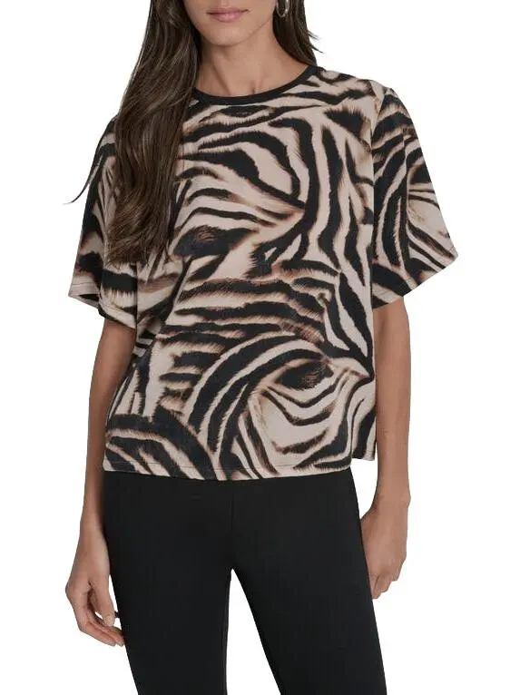 Dkny Zebra Print Short Sleeve Shirt - Blurred Zebra