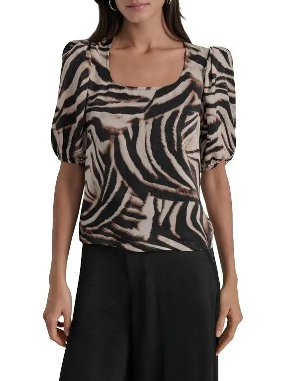 Dkny Zebra-print Cold-shoulder Top - Blurred Zebra