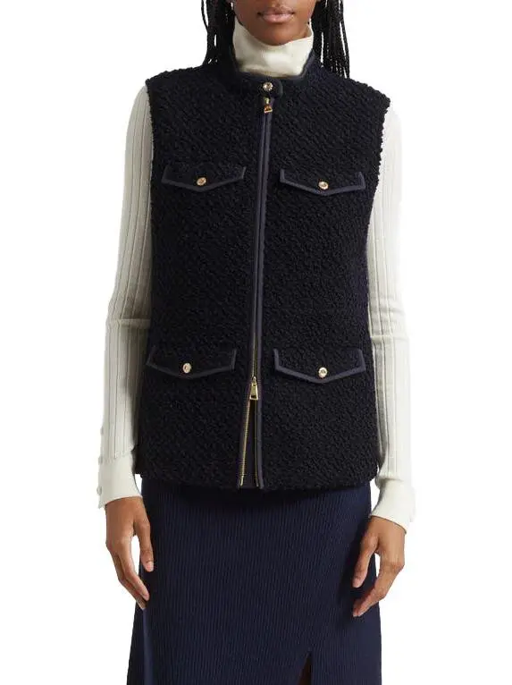 Moncler Fallavier Virgin Wool Down Vest - Dark Navy Blue