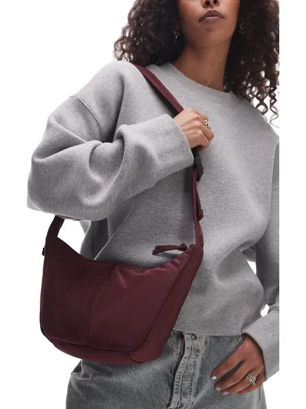 Topshop Nylon Crossbody Bag - Burgundy