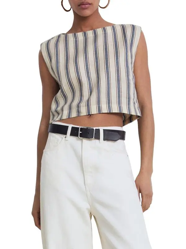 Mango Linen Crop Top - Ecru