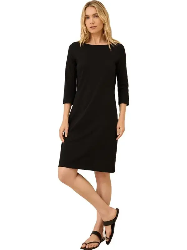 PACT Organic Cotton Softspun Boat Neck Dress - Black