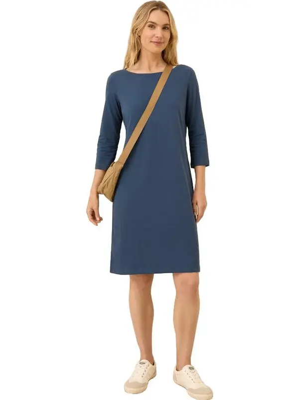 PACT Organic Cotton Softspun Boat Neck Dress - French Navy