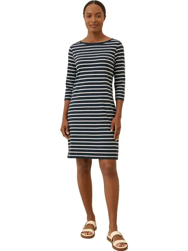 PACT Organic Cotton Softspun Boat Neck Dress - Monterey Stripe