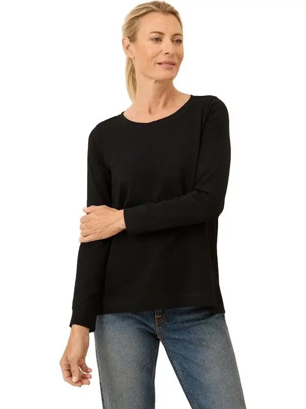 PACT Luxe Stretch Jersey Swing Long Sleeve Tee - Black