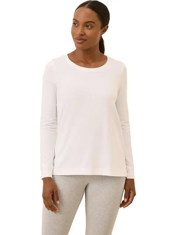 PACT Luxe Stretch Jersey Swing Long Sleeve Tee - White