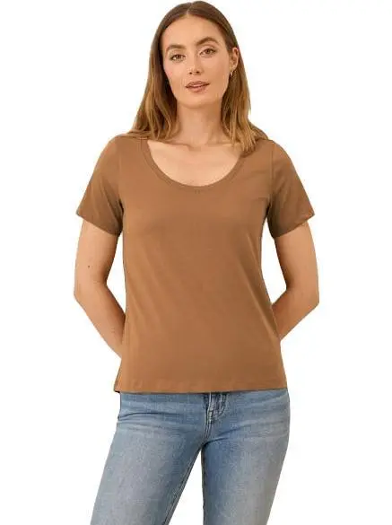 PACT Organic Cotton Softspun Scoop Neck Tee - Brown Sugar