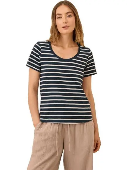 PACT Organic Cotton Softspun Scoop Neck Tee - Monterey Stripe