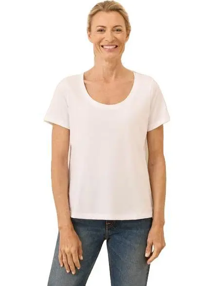 PACT Organic Cotton Softspun Scoop Neck Tee - White