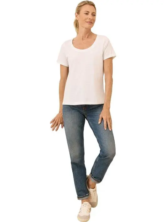 PACT Organic Cotton Softspun Scoop Neck Tee - White