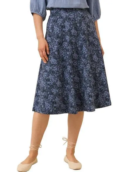 PACT Fit & Flare Midi Skirt - Midnight Garden