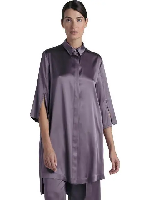 ALAS Silk Long Shirt Dress - Noble Purple