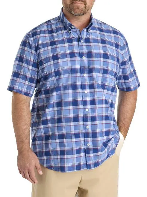 Brooks Brothers Big & Tall Non-iron Madras Plaid Sport Shirt - Hydrangea Navy