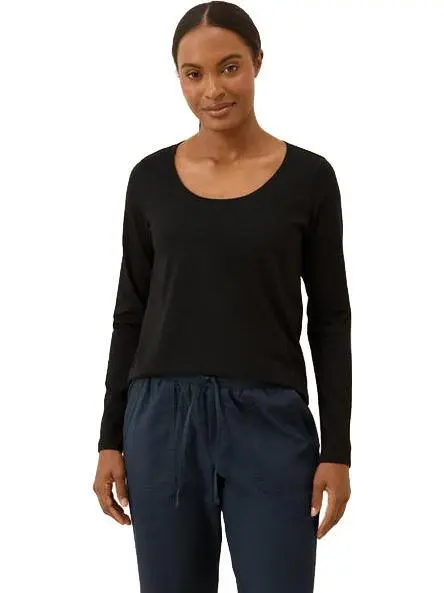 PACT Organic Cotton Softspun Long Sleeve Scoop Neck Tee - Black