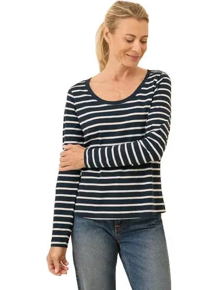 PACT Organic Cotton Softspun Long Sleeve Scoop Neck Tee - French Navy
