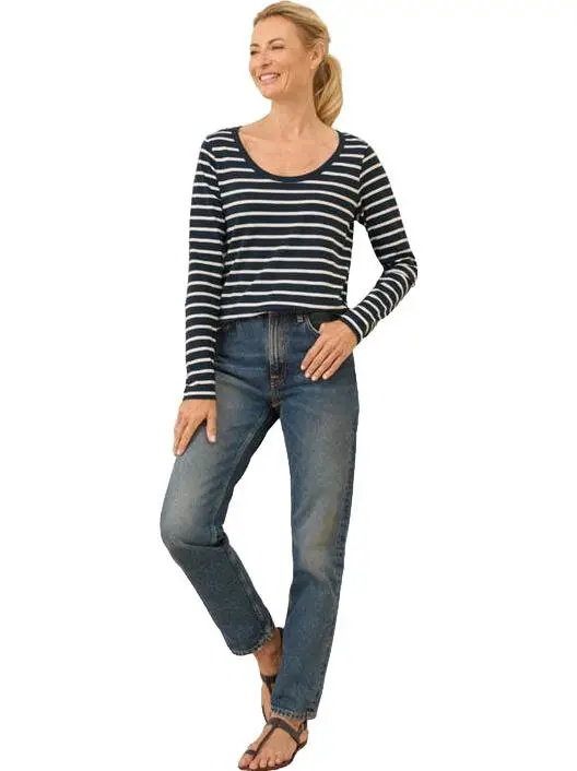 PACT Organic Cotton Softspun Long Sleeve Scoop Neck Tee - French Navy