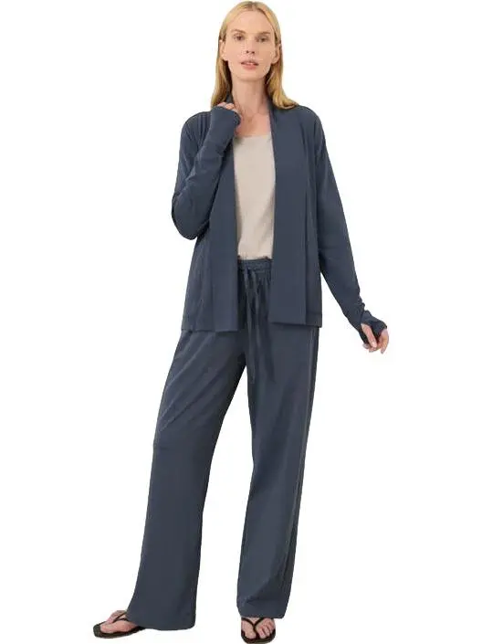 PACT Luxe Essential Swing Cardigan - Steel Blue