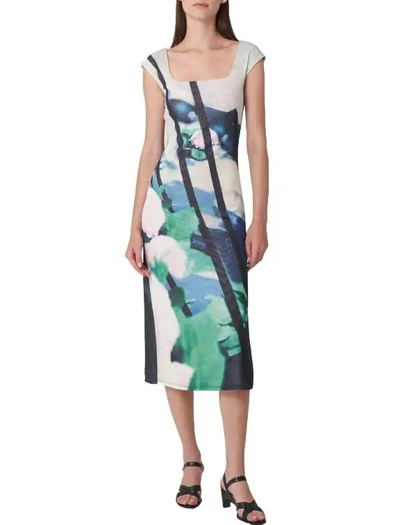 FIND ME NOW Printed Midi Dress - Blue/green Multi