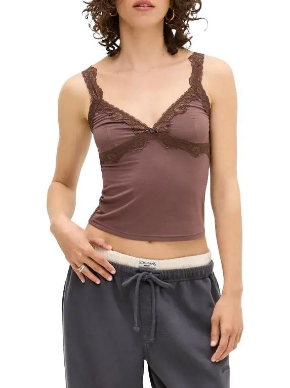 BDG URBAN OUTFITTERS Lace Trim Camisole - Brown