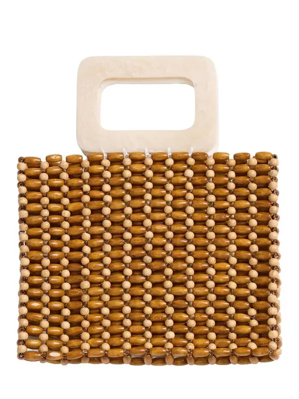 L*Space Chiado Wooden Bead Bag - Walnut/natural