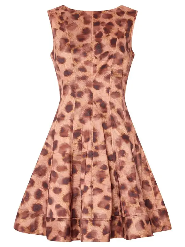 MILLY Poppy Leopard Print Taffeta Mini Dress - Brown