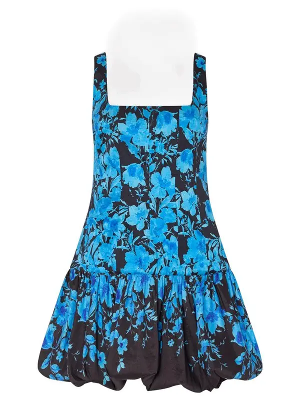MILLY Wylma Flower Mini Dress - Black/blue