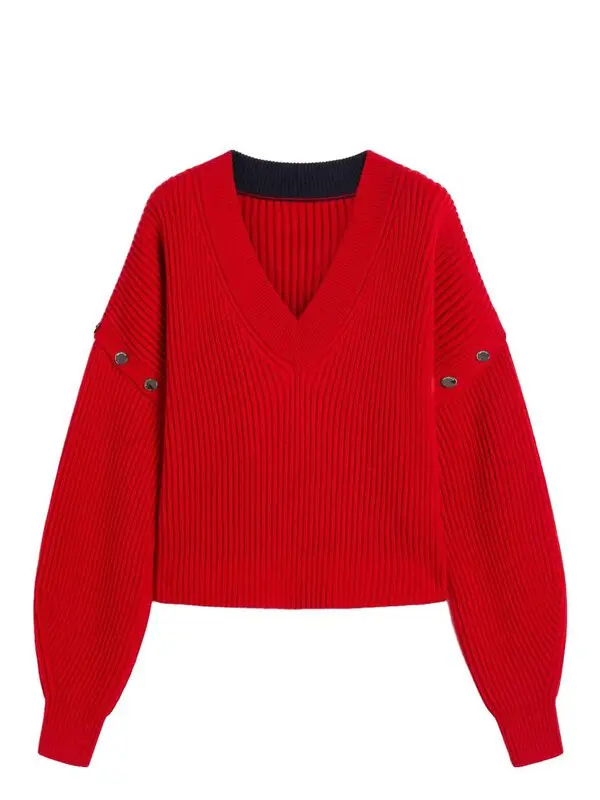 Max Mara Oversized Wool Jumper With Detachable Sleeves - Red