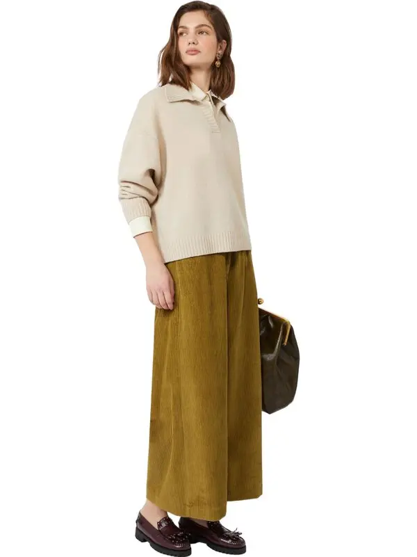 Max Mara Cropped Cotton Velvet Trousers - Olive Green