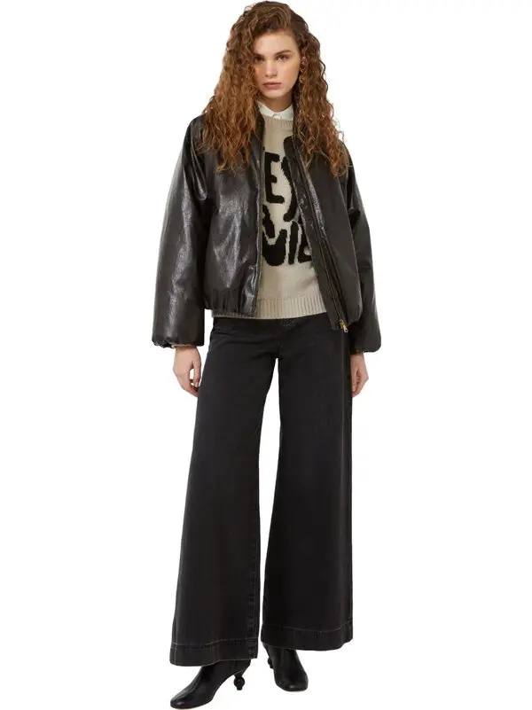 Max Mara Cropped Coated Jersey Bomber Jacket - Chocolate