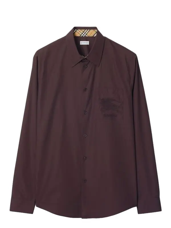 Burberry Regular Fit Cotton Poplin Shirt - Wine Red
